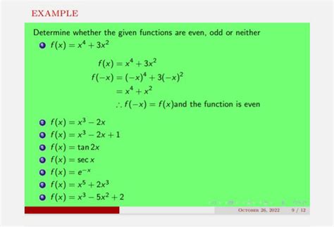 Exampledetermine Whether The Given Functions Are Even Odd Or Neither