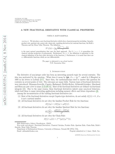 2014 Katugampola A New Fractional Derivative With Classical Properties Pdf Trigonometric