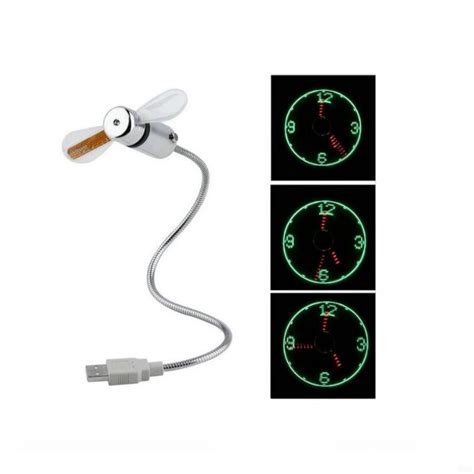 USB Mini Clock LED Light USB Fan Time Clock Adjust Vicedeal