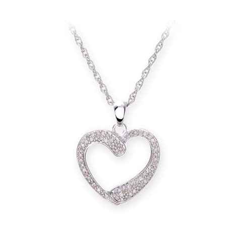 Sterling Silver Necklace With Diamond Set Heart Shape Pendant