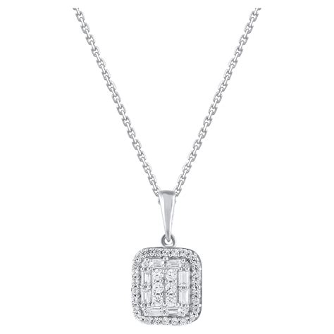 Tjd 033 Carat Natural Diamond 14kt Gold Cushion Frame Cluster Pendant