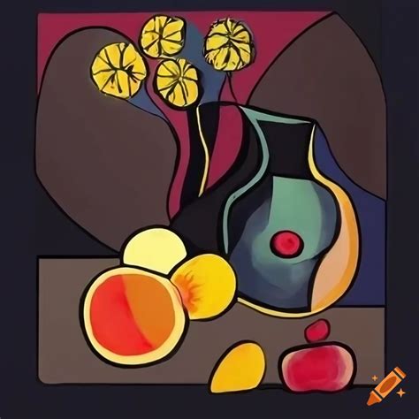 Colorful Cubism Picasso Style Still Life With Fruits And Flowers On Craiyon