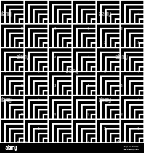 Abstract Seamless Pattern Background Maze Of Black Geometric Design Elements Isolated On White