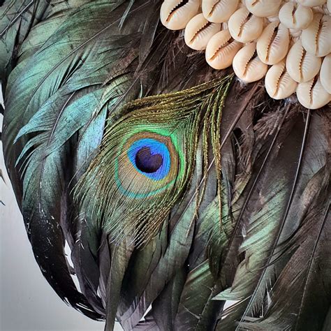 Peacock Feather And Cowrie Shell Tribal Necklace Canggu And Co