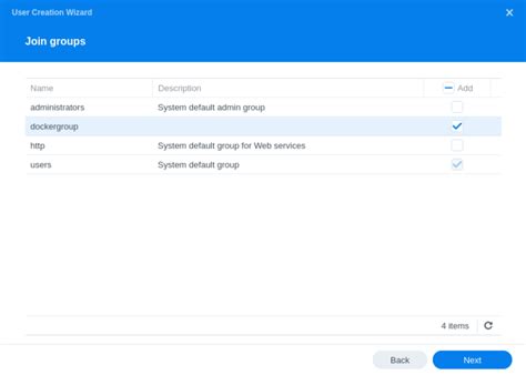step 2 setting up a restricted docker user and group then obtaining ids