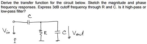 solved derive the transfer function for the circuit below sketch the