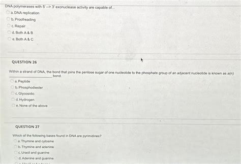 Solved Dna Polymerases With 5′→3′ Exonuclease Activity Are