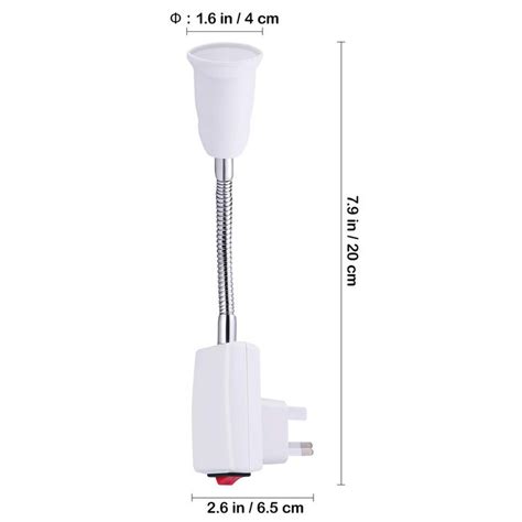 Mobestech E27 Socket Adapter With On Off Switch To Uk Plug Flexible Neck Extension Lamp Bulb
