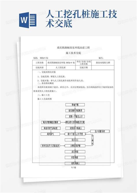 人工挖孔桩施工技术交底word模板下载编号qxbzymzy熊猫办公