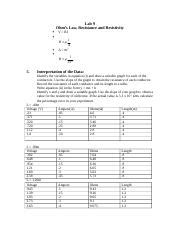 Lab Docx Lab Ohm S Law Resistance And Resistivity V RI R A R R L A L R