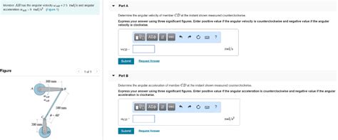 Solved Member Ab Has The Angular Velocity Wab Acceleration