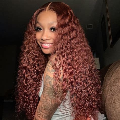 Reddish Brown Deep Wave Wear Go Wig 6x4 Lace Closure 180 Density Color