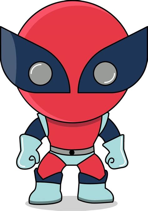 Cute Superhero In Red And Blue Costume Perfect For Design Project