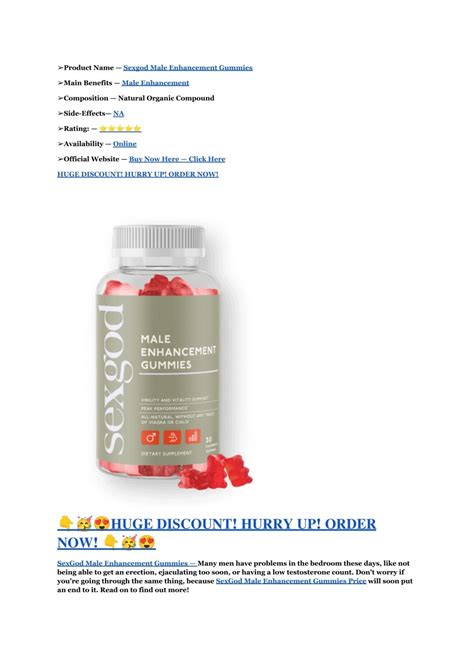 Sexgod Male Enhancement Gummies Reviews Price Benefits Work Buy