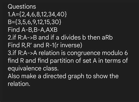 Solved Questions 1 A {2 4 6 8 12 34 40}b {3 5 6 9 12 15 30}