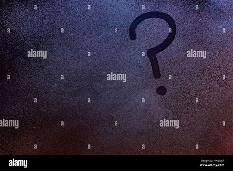 Question Mark Symbol On Wet Fogged Window Background Ask Sign On Frozen Window Glass Stock