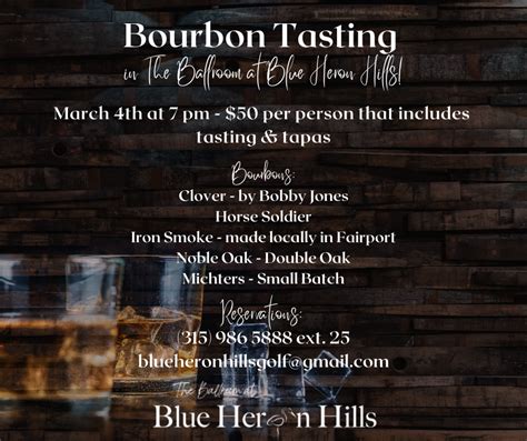Bourbon Tasting At The Ballroom At Blue Heron Hills Wayne County