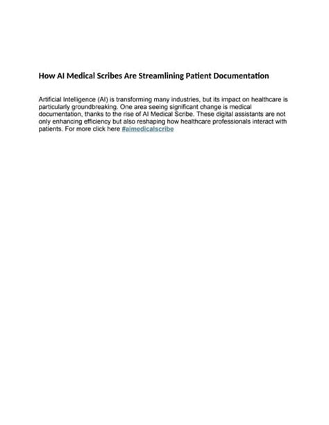 How Ai Medical Scribes Are Streamlining Patient Documentation Docx