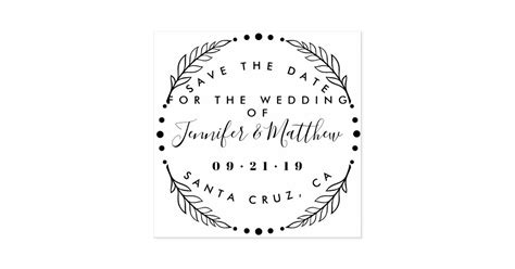 custom rustic wreath and script save the date rubber stamp zazzle