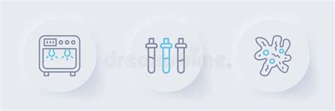 Set Line Cell Reagent Bottle And Biosafety Box Icon Vector Stock