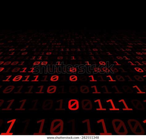 Binary Perspective Background Red Digits Vector Stock Vector Royalty