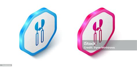 흰색 배경에 격리 된 아이콘트리밍을위한 동포 메트릭 원예 수제 가위 나무 손잡이가 달린 가위를 가지치기 육각 버튼 벡터 3차원 형태에 대한 스톡 벡터 아트 및 기타 이미지