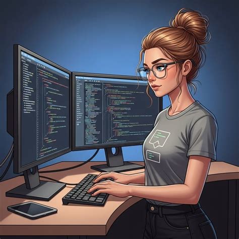 Code Assistant Girl Software Developer Illustration Ai Art