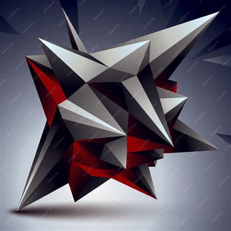 Premium Vector Geometric Abstract 3d Complicated Object Single Color Asymmetric Element Isolated