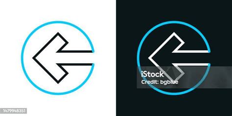 왼쪽 화살표 검정 또는 흰색 배경에 바이 컬러 라인 아이콘 편집 가능한 획 재생 버튼에 대한 스톡 벡터 아트 및 기타 이미지 재생 버튼 가리키기 개념 Istock