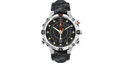 Timex Expedition Tidetempcompass Fabric Strap Watch In Camo Black
