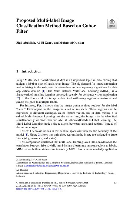 pdf proposed multi label image classification method based on gabor