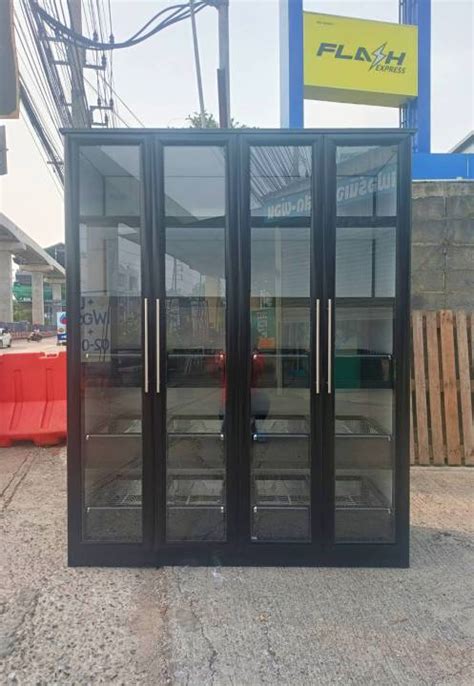 ตู้เก็บชาม 120 ซม ดีไซน์หรูหรา สไตล์ยุโรป 4 บานเปิด ตะแกรงคว่ำจาน 12 จุดกันน้ำกันปลวกได้ 100