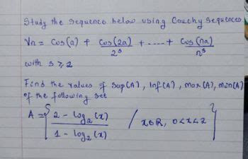 Answered Study the sequence below using Cauchy sequences V₁ Cus a