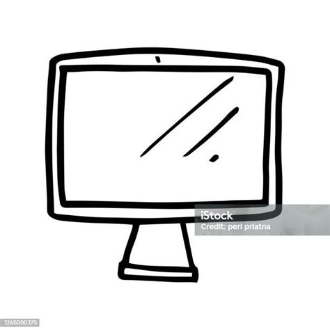Monitor Yang Digambar Dengan Tangan Layar Komputer Kartun Ilustrasi