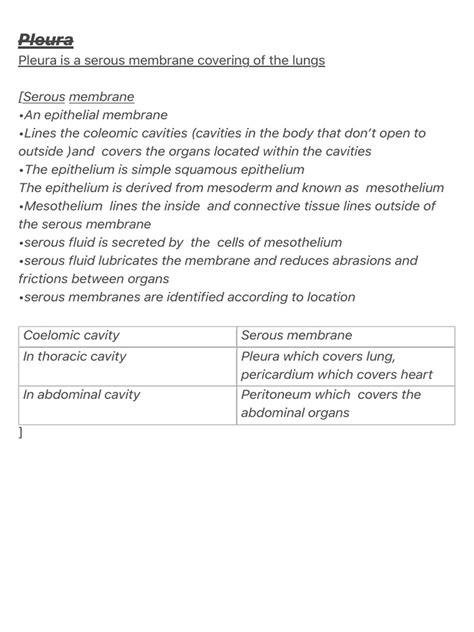 Pleura Pleura Is A Serous Membrane Covering Of The Lungs Pdf Lung