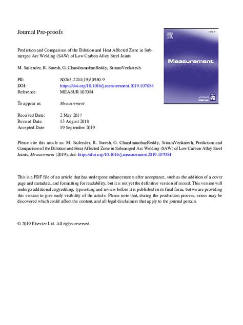 Pdf Prediction And Comparison Of The Dilution And Heat Affected Zone In Submerged Arc Welding