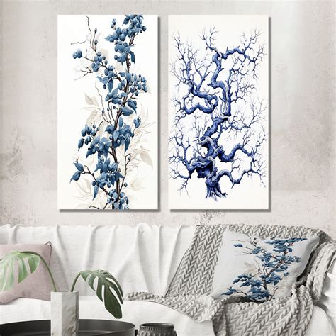 Dakota Fields Windy White And Blue Tree Beauty I Tree Canvas Prints