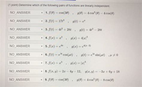 Solved 1 Point Determine Which Of The Following Pairs Of