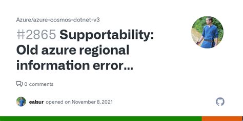 Supportability Old Azure Regional Information Error Message Issue