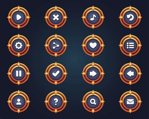 Set Of Silver Buttons For Mobile Games Game Interface Cartoon Ui Buttons Set Game Ui Buttons Kit