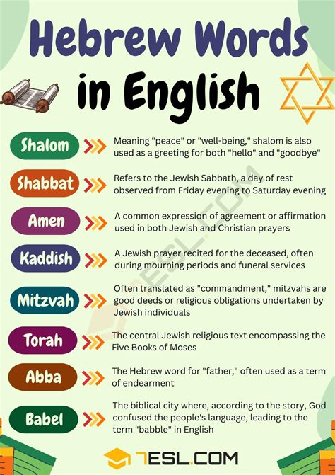 Hebrew Words In English English Words Of Hebrew Origin • 7esl