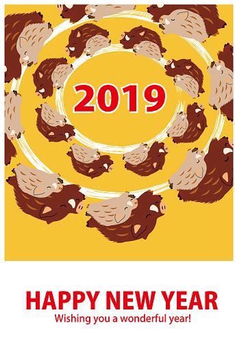 회전 멧돼지 1의 새 해 카드 0명에 대한 스톡 벡터 아트 및 기타 이미지 0명 2019년 귀여운 Istock