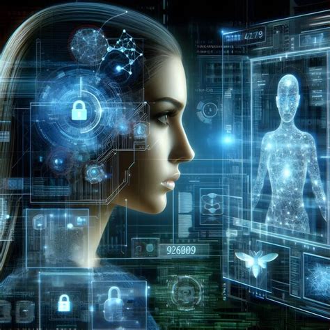 Ai Cyber Security Threat Illustration Female It Specialist Analyzing Data Information Technology