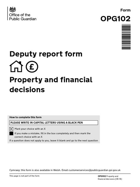 Opg102 Deputy Report Form Property And Financial Decisions 2 Signed