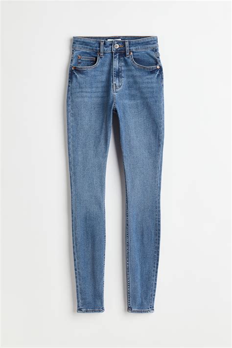 Skinny High Ankle Jeans Denim Blue Ladies Handm Gb