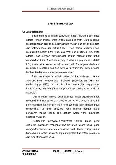 Doc Laporan Praktikum Kimia Analisis Titrasi Asam Basa