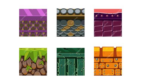 Premium Vector Set Of 6 Different Texture Types And Materials For