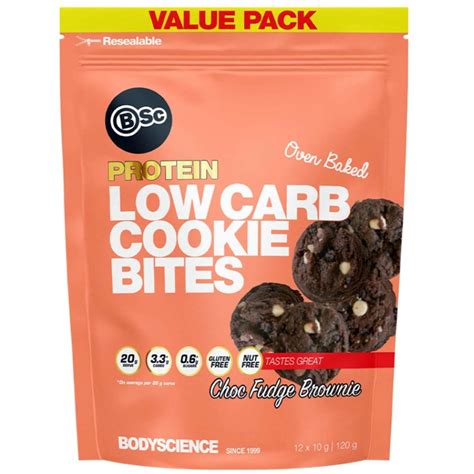 Bsc Body Science Low Carb Cookie Bites Choc Fudge Brownie 120g Woolworths