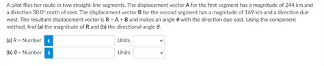 Solved A Pilot Flies Her Route In Two Straight Line Chegg