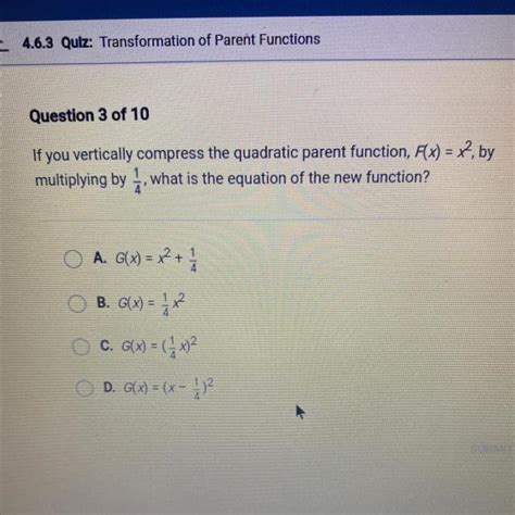 If You Vertically Compress The Quadratic Parent Function F X X